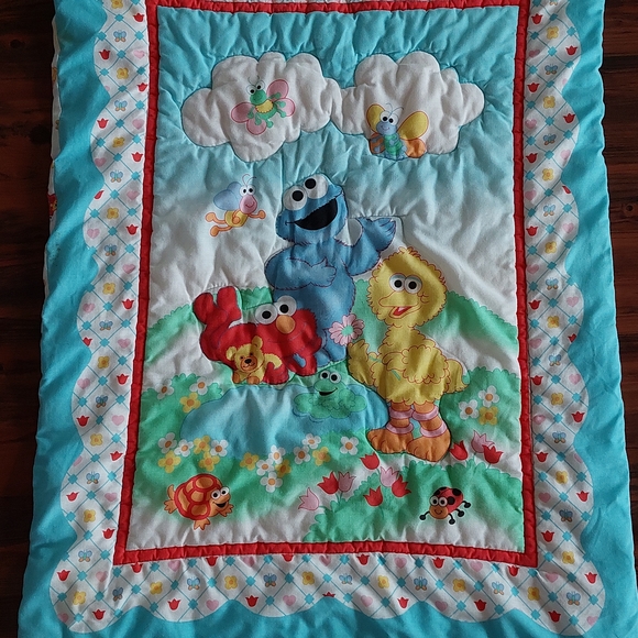 Bedding | Vtg Sesame Street Elmo Cookie Monster Big Bird Muppet Baby ...